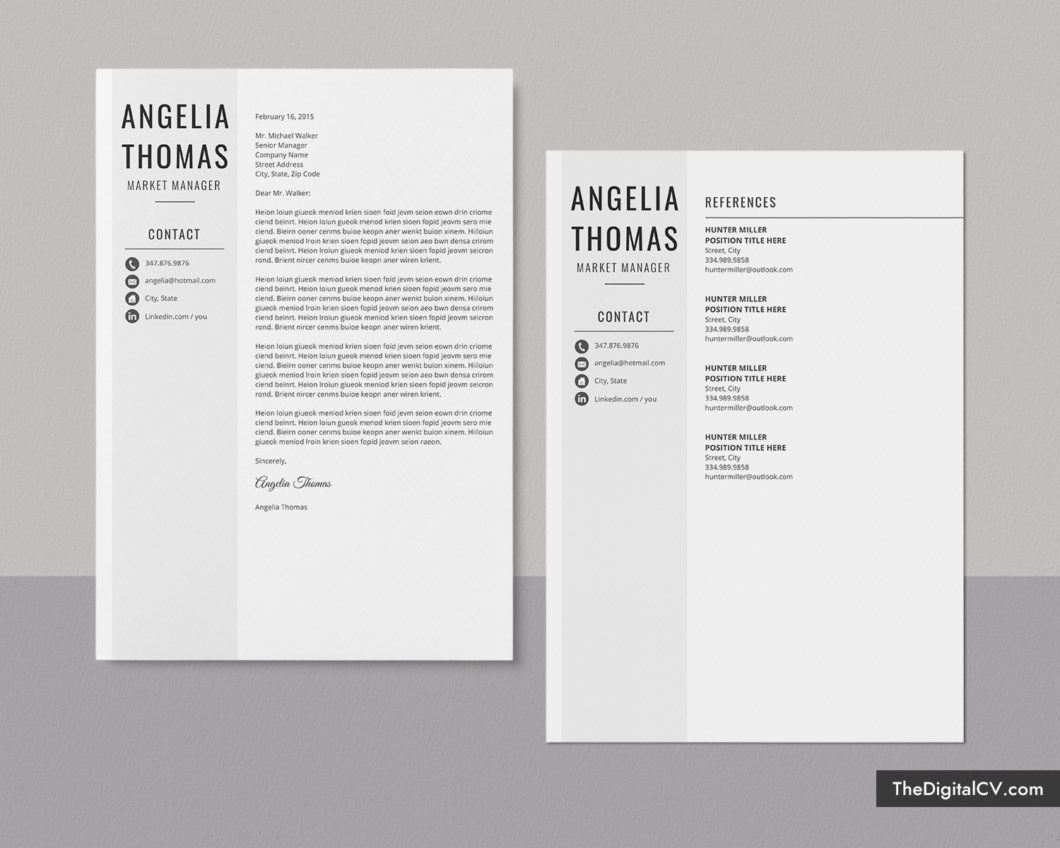 Editable Resume Template / CV Template for Microsoft Word, Cover Letter ...