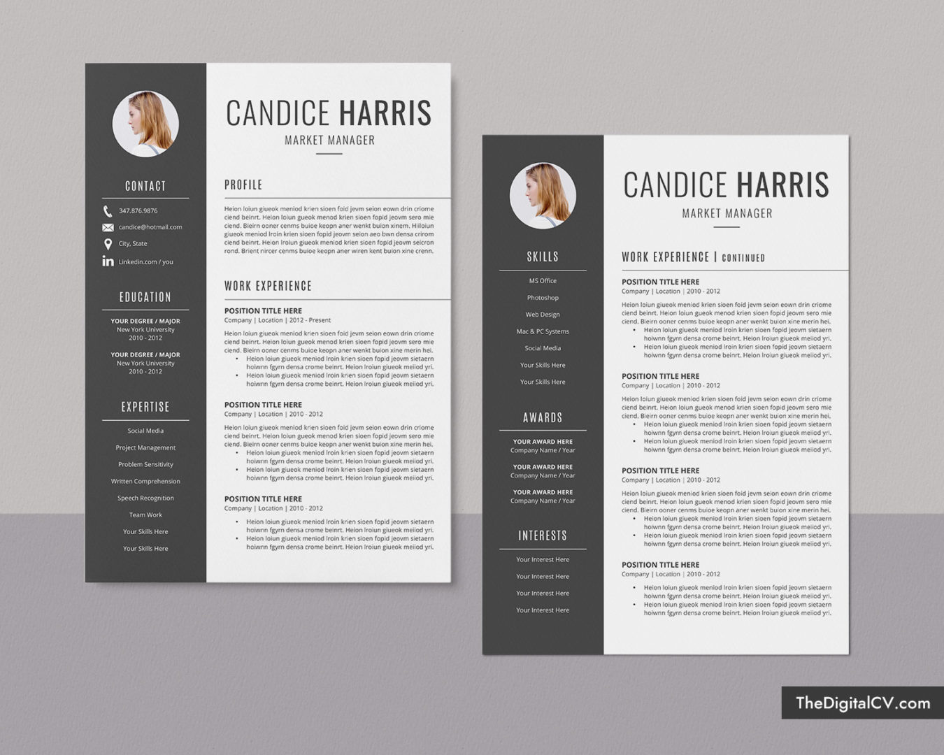 Professional Resume Template for MS Word, Clean CV Template Design ...
