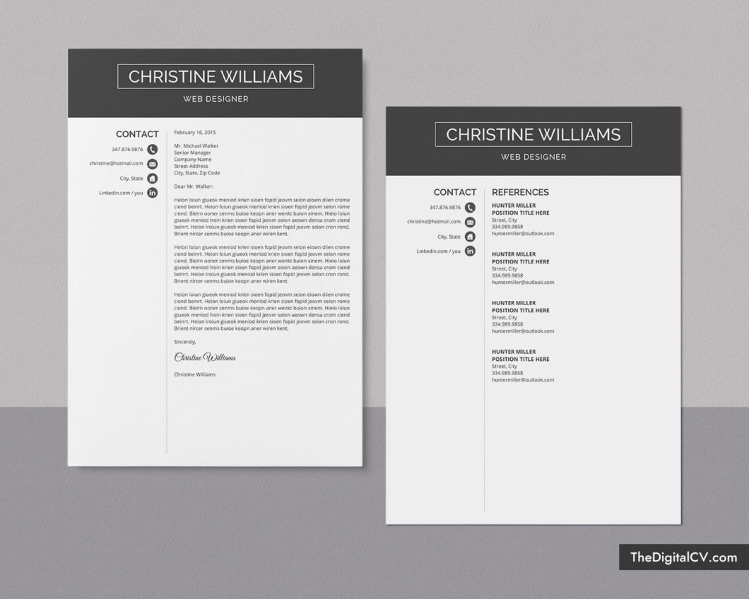 CV Template / Resume Template, Professional CV Template Design, Cover ...