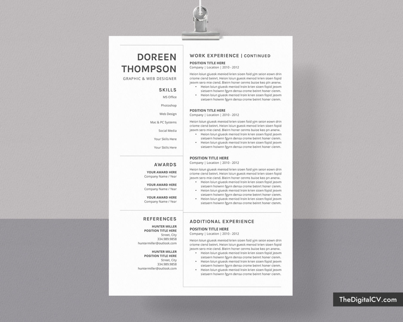 Editable Resume Template for MS Word, Simple CV Template Design, Cover ...