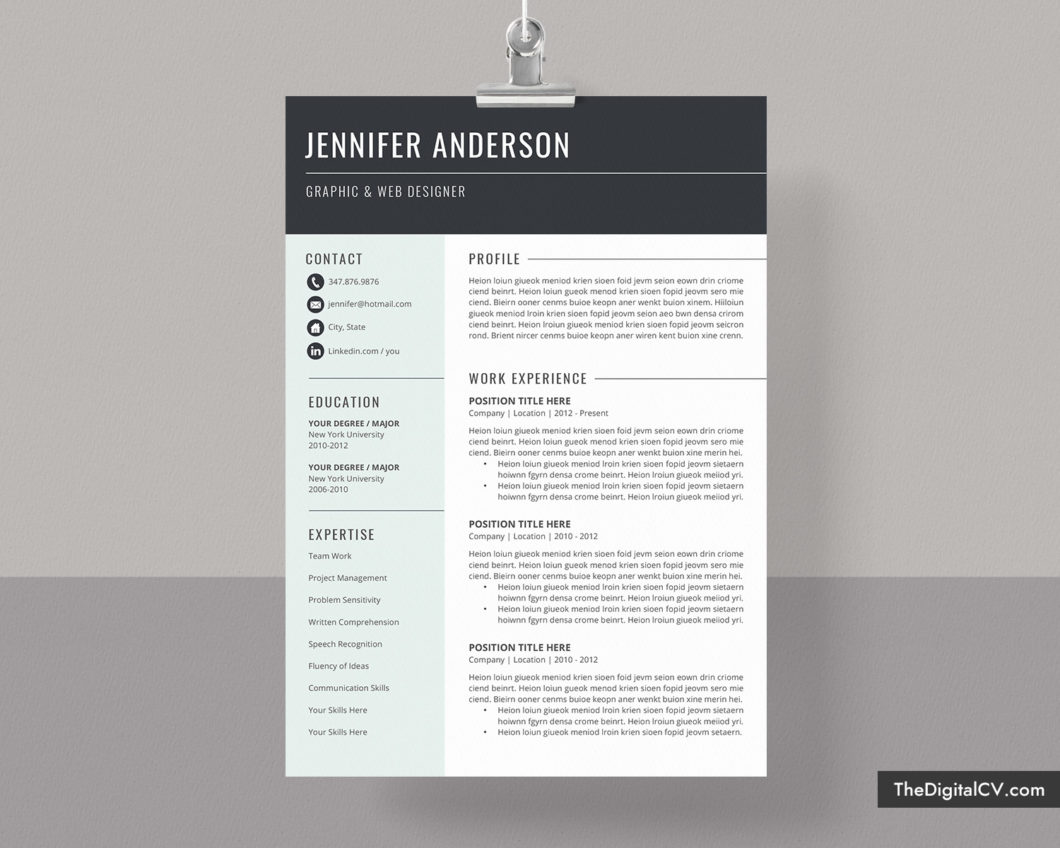 Basic Resume Template, Simple CV Template Design, Cover Letter ...