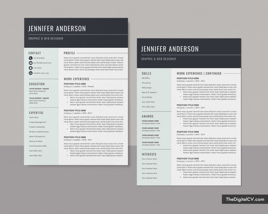 Basic Resume Template, Simple CV Template Design, Cover Letter ...