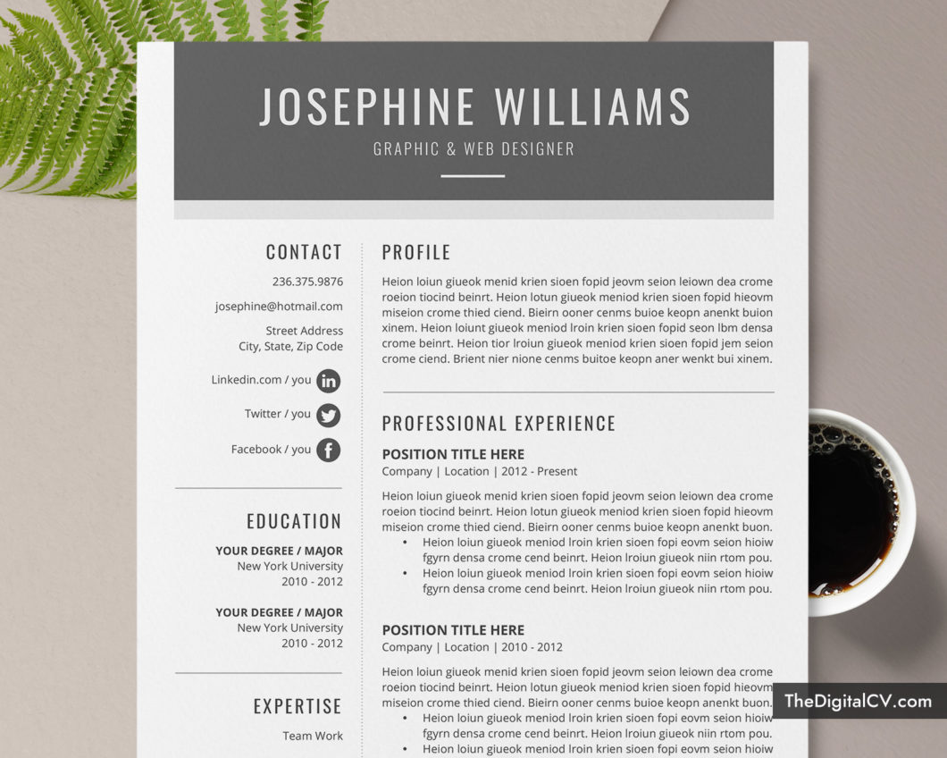 Editable Resume Template for Word, 1-3 Page Resume, Job Resume Template ...