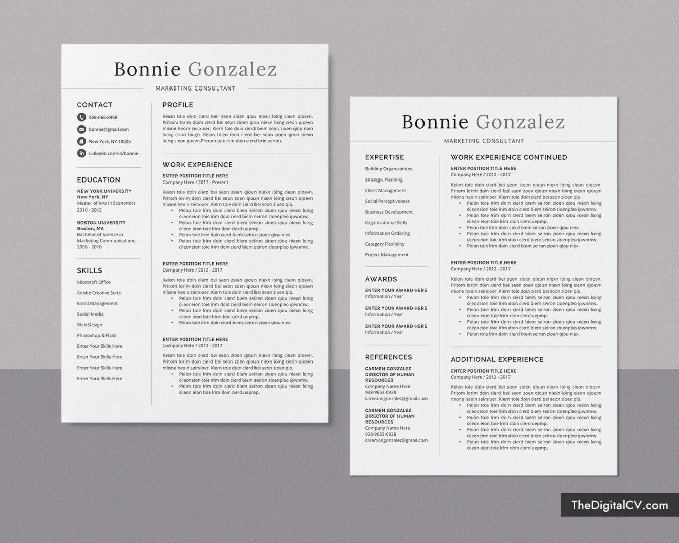 Minimalist Resume Template for Microsoft Word, Cover Letter ...