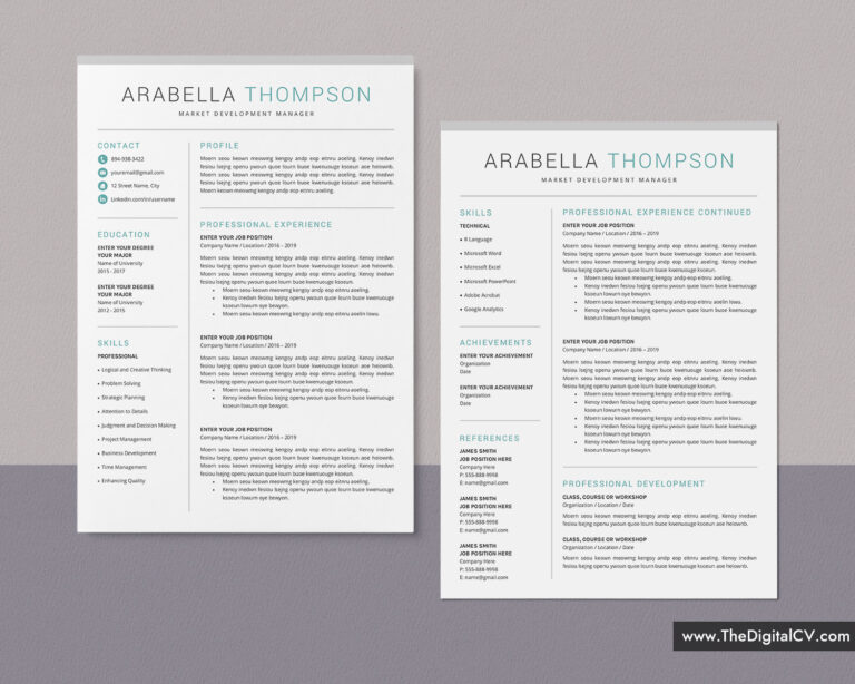 Simple CV Template for Microsoft Word, Professional CV Template for Job ...