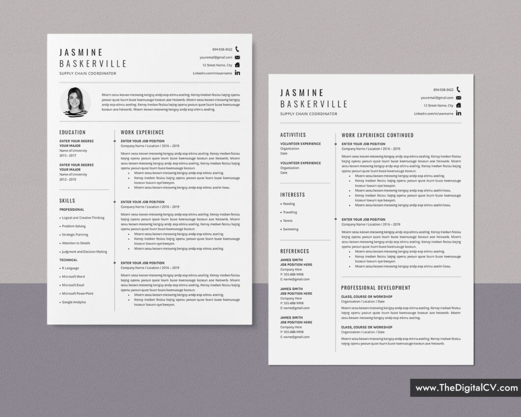 Simple CV Template for MS Word, College Student Resume Template, Fresh ...