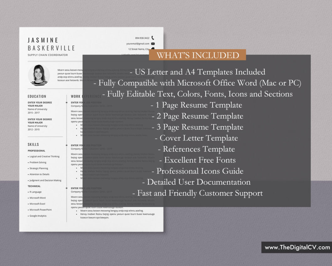 Simple CV Template for MS Word, College Student Resume Template, Fresh ...