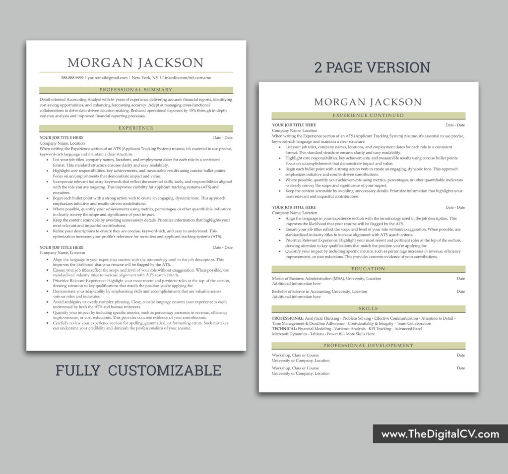 ATS Friendly Resume Template for MS Word, ATS CV Template, Professional Resume Template, Simple ...