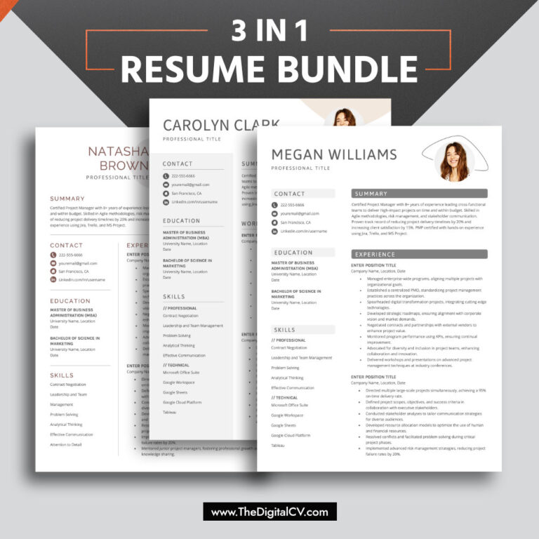 CV Templates for MS Word, Professional Resume Templates, Modern Resume ...
