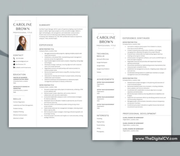 Professional CV Template for MS Word, Simple CV Template, Minimalist CV ...