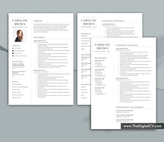 Professional CV Template for MS Word, Simple CV Template, Minimalist CV ...