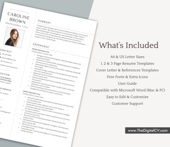 Professional CV Template for MS Word, Simple CV Template, Minimalist CV ...