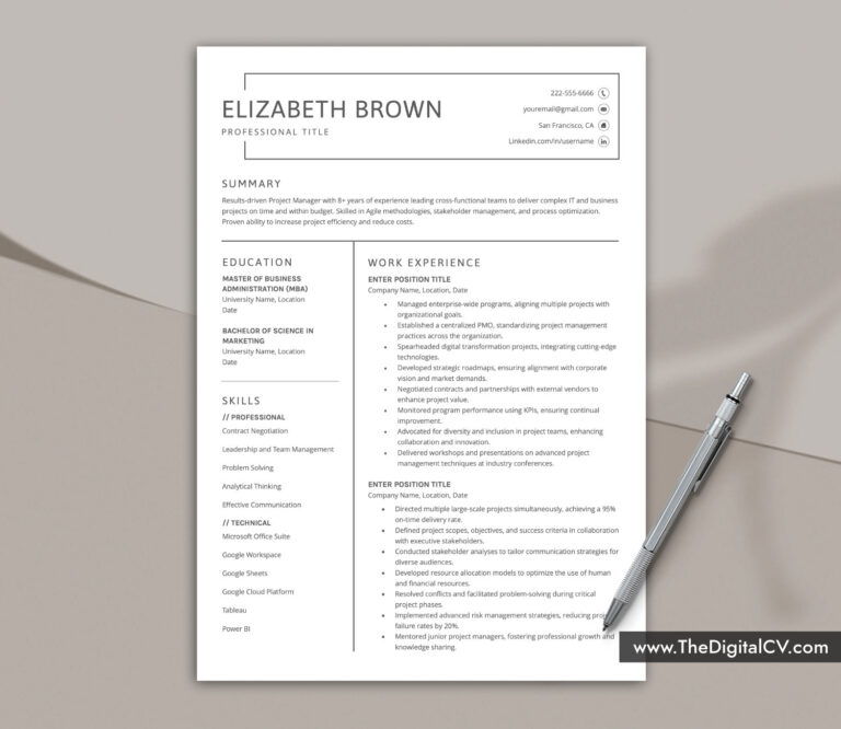 CV Templates for MS Word, Simple CV Templates for Job, Professional ...