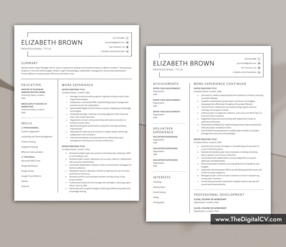 CV Templates for MS Word, Simple CV Templates for Job, Professional ...