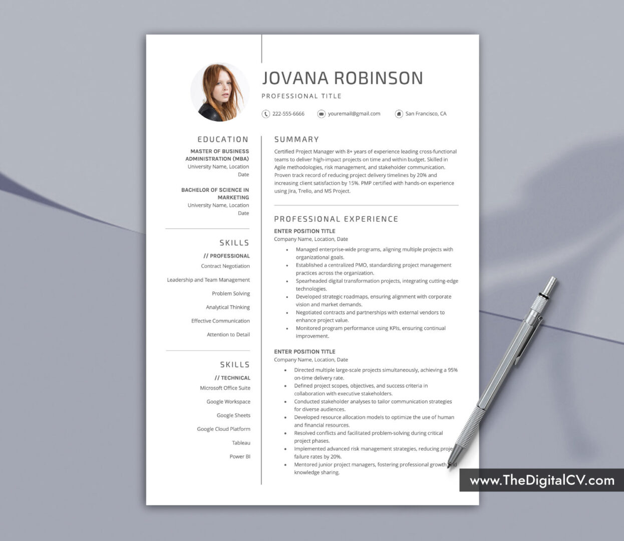 Simple CV Template for MS Word, Clean CV Template, Professional CV ...