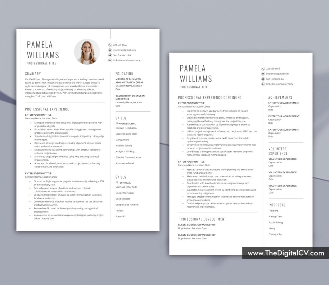 Modern CV Template for MS Word, Professional CV Template, Simple CV Template, Clean CV Template ...